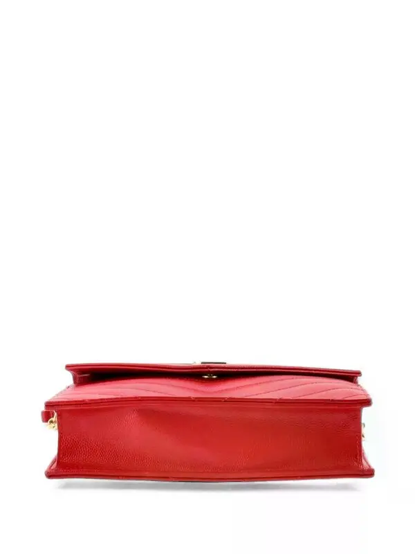 Saint Laurent Classic Monogram Wallet On Chain Matelasse Chevron Leather Small Crossbody Bag - Red