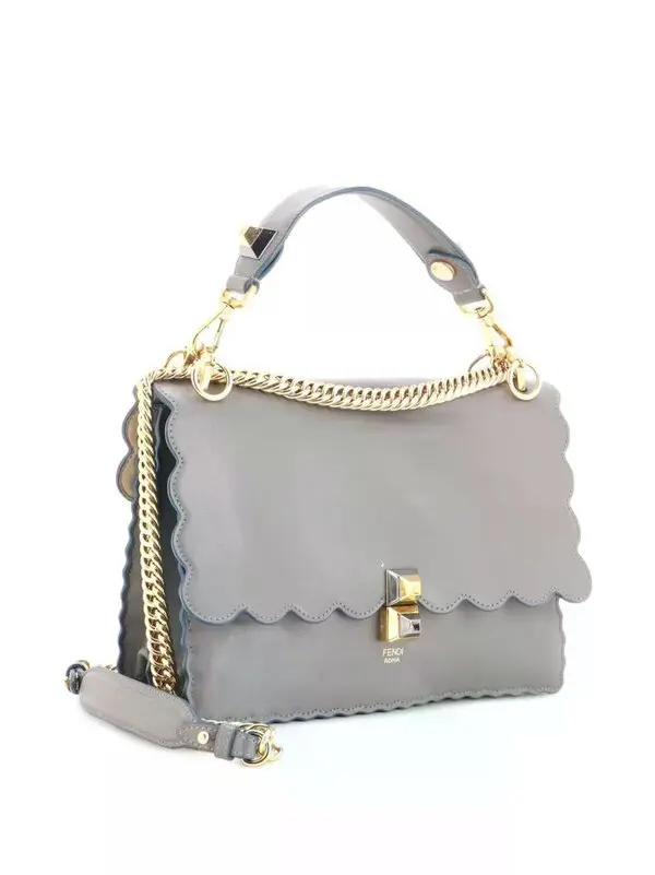Fendi Kan I Bag Leather Medium Shoulder Bag - Grey