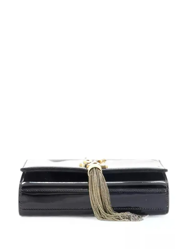 Saint Laurent Classic Monogram Tassel Patent Small Crossbody Bag - Black