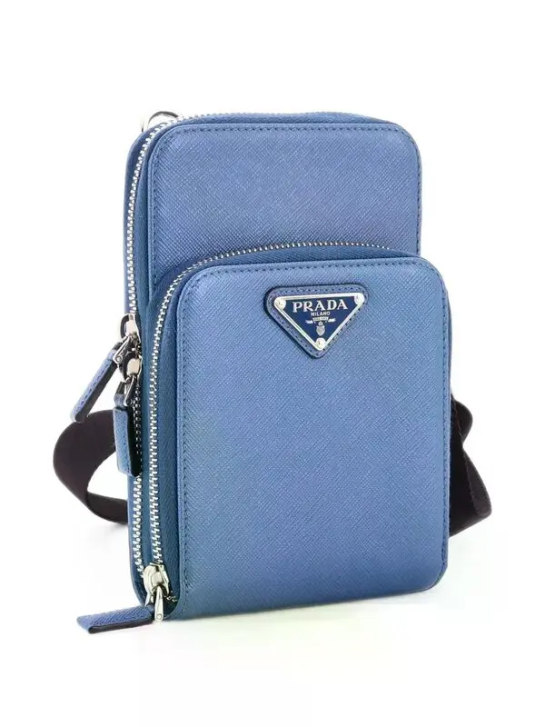 Prada Front Pocket Phone Holder Saffiano Leather Crossbody Bag