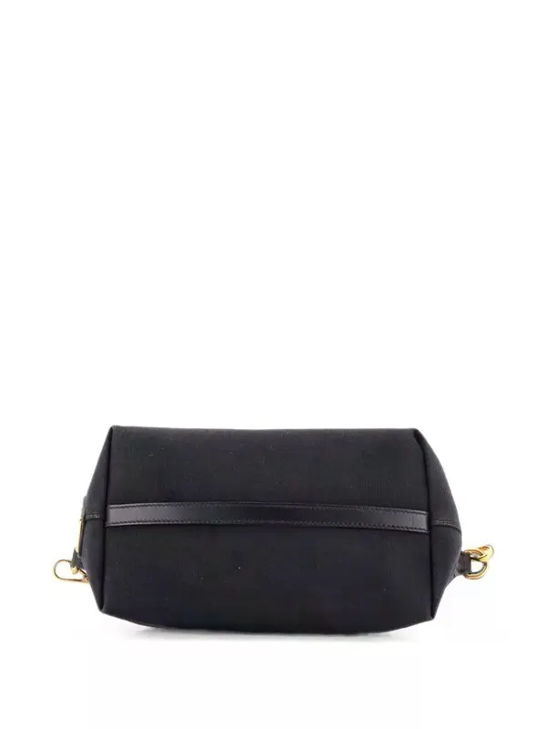 Prada Logo Convertible Zip Canvas With Leather Small Tote Bag