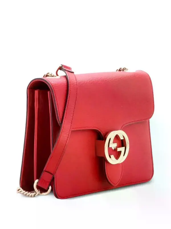 Gucci Interlocking Leather Small Shoulder Bag - Red