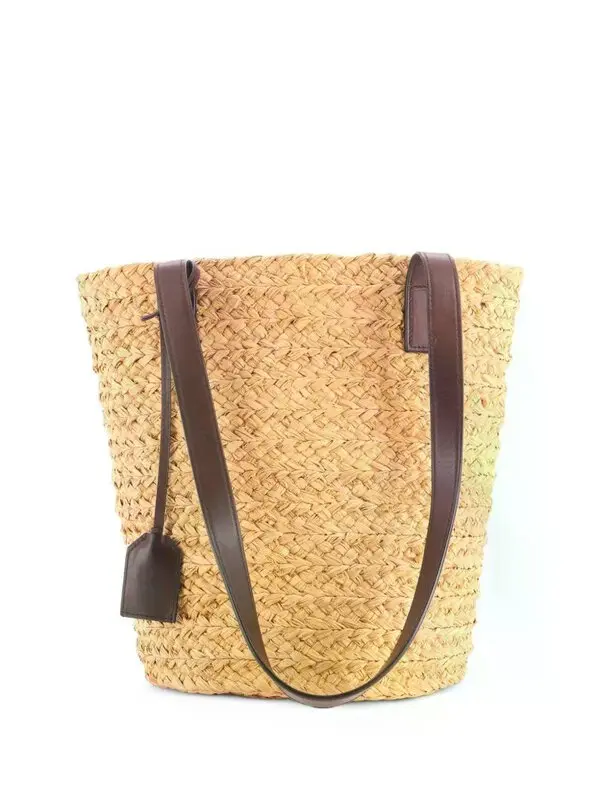Saint Laurent Panier Basket Shopper Raffia Small Tote Bag - Neutrals