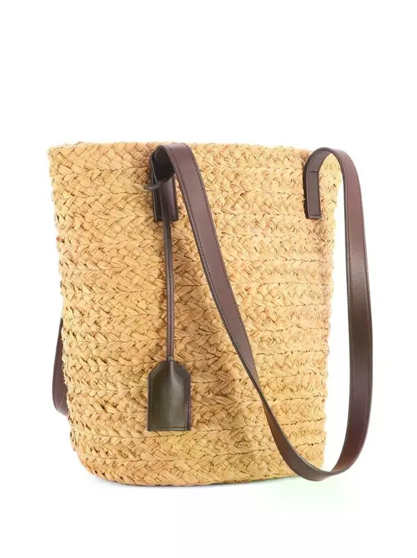 Saint Laurent Panier Basket Shopper Raffia Small Tote Bag - Neutrals