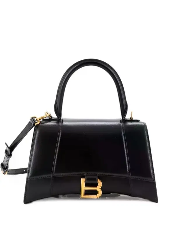 Balenciaga Hourglass Top Handle Bag Leather Small Satchel - Black