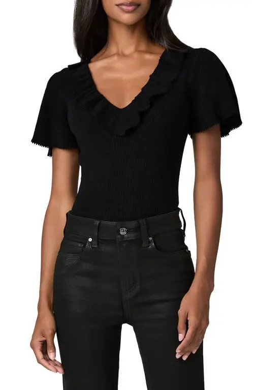 Paige Inaya Ruffle V-neck Top - Black