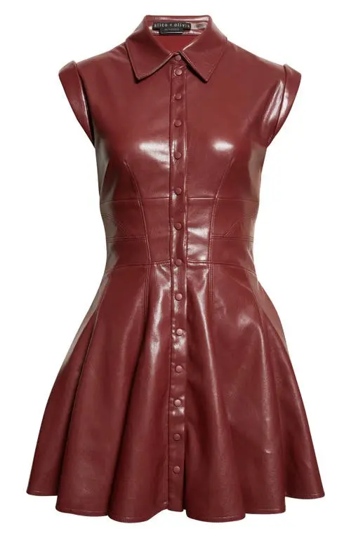 Alice + Olivia Kim Faux Leather Paneled Minidress