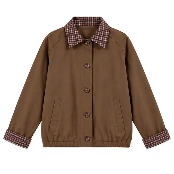 LATELIER LONDON Utility Jacket With Checked Collar, Turn-up Cuffs & Pockets
