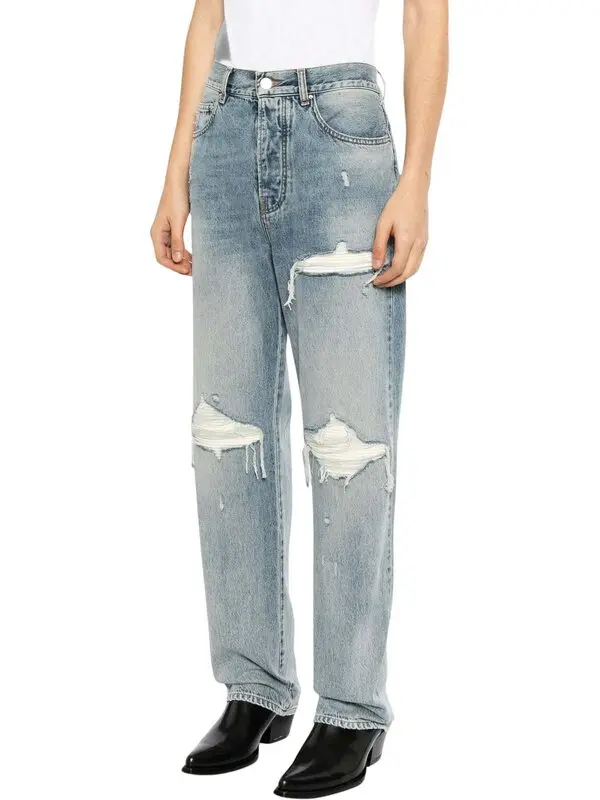 Amiri Distressed Straight-leg Jeans
