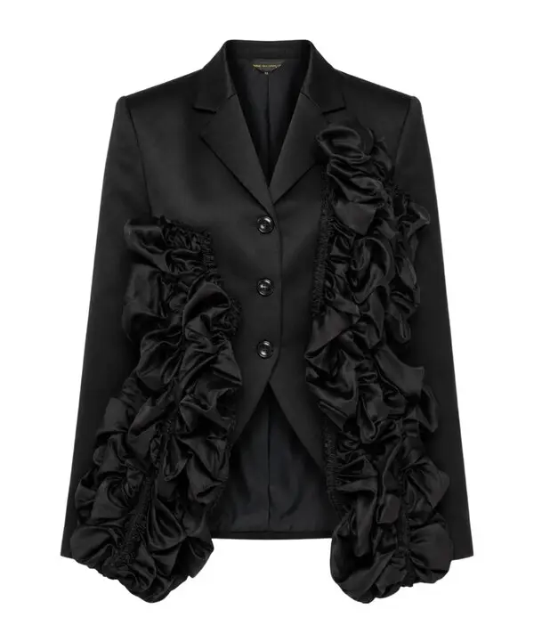 Comme Des Garçons Ruffled Satin Blazer - Black
