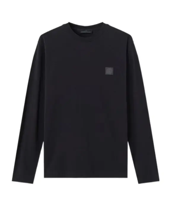 Stone Island Slim-fit Long-sleeve T-shirt With Tonal Compass Logo Patch - Black