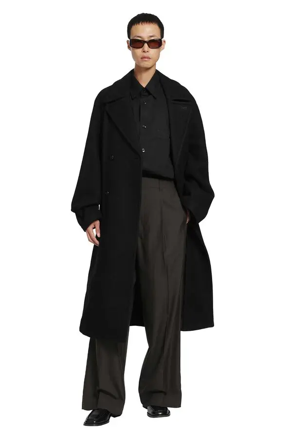 LEMAIRE Wool And Alpaca Double-breasted Coat - Black
