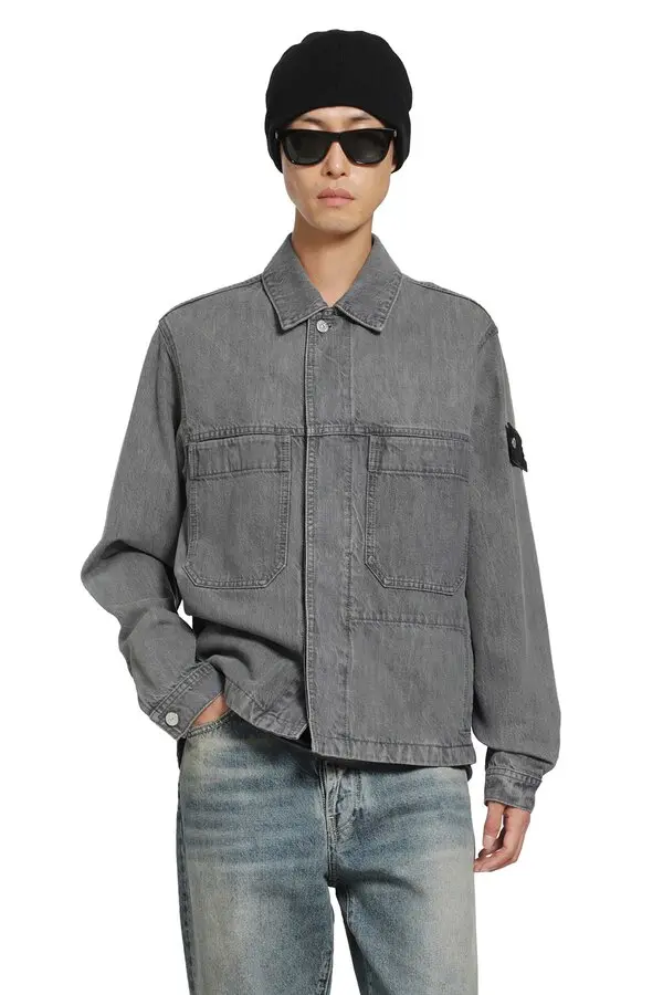 Stone Island 4100006 Denim Coach Jacket - Black