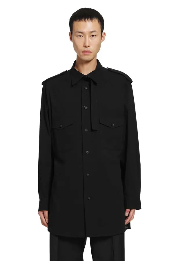 Yohji Yamamoto Organic Calico Collar Tab Blouse
