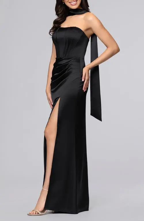 BLONDIE NITES Scarf Detail Strapless Corset Gown