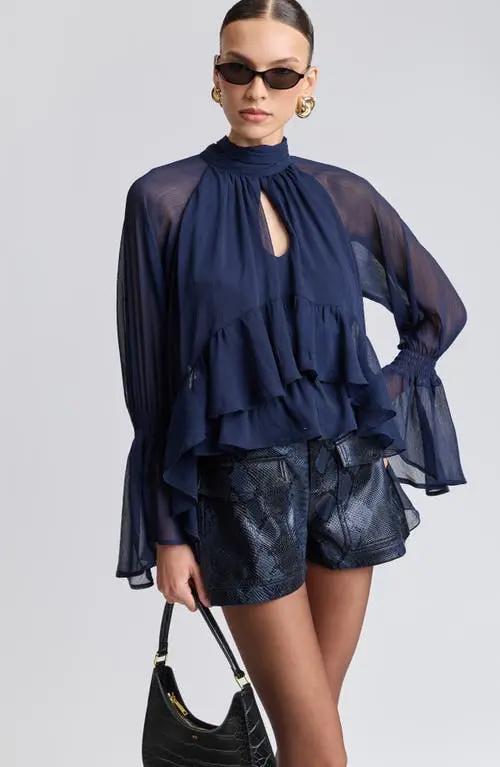 Avec Les Filles Python Print Faux Leather Shorts