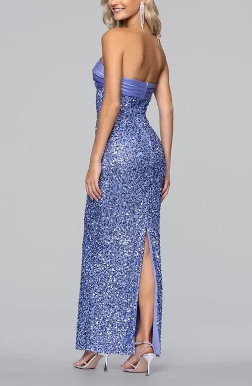 BLONDIE NITES Sequin & Satin Strapless Gown - Peri