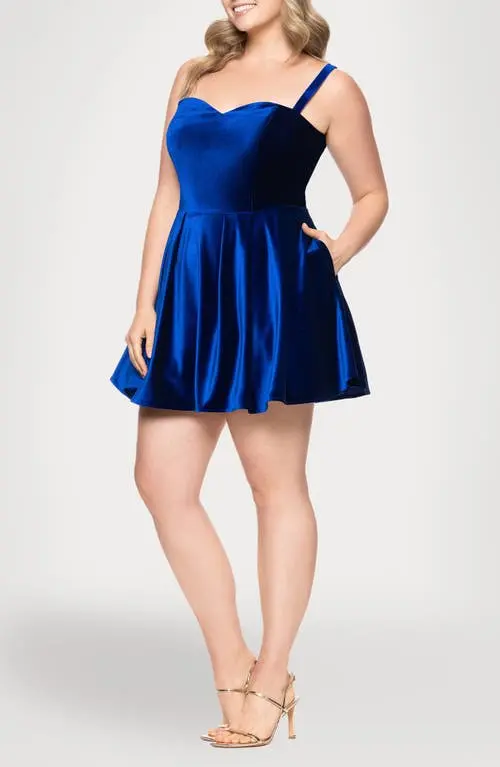 BLONDIE NITES Lace-up Velvet Cocktail Minidress