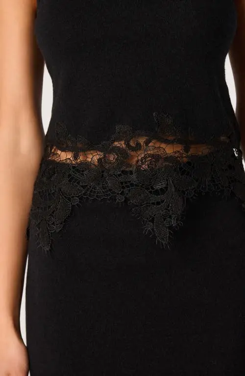 Astr The Label Nadine Lace Trim Sleeveless Turtleneck Sweater - Black