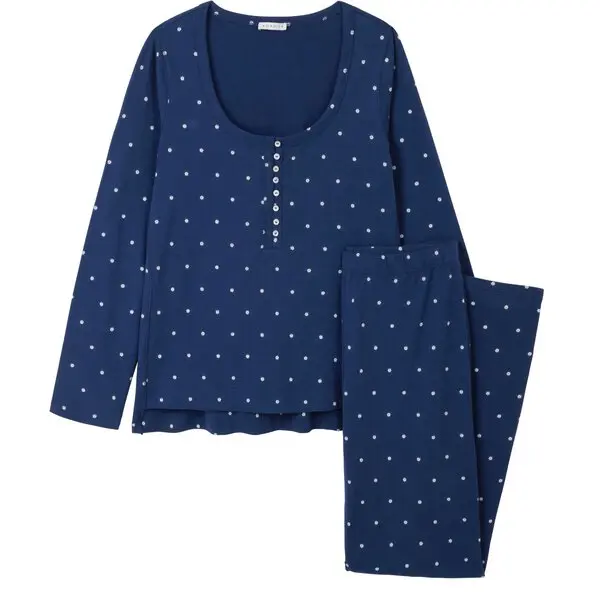 MAMU DREAM Navy Organic Cotton Printed Pyjama Set - Blue