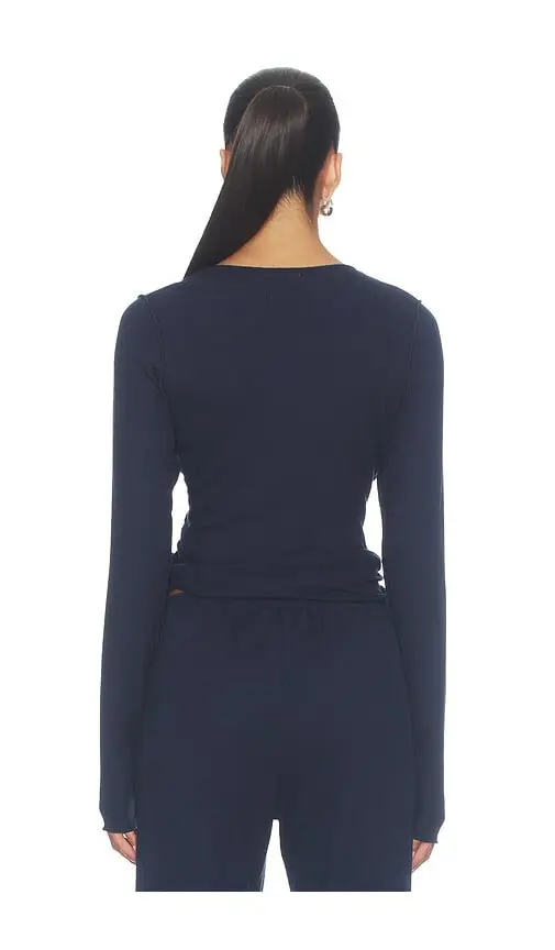 VIR VITA Margot Wrap Top In Navy