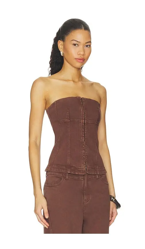 SOVERE / Dakota Denim Bodice Top In Brown