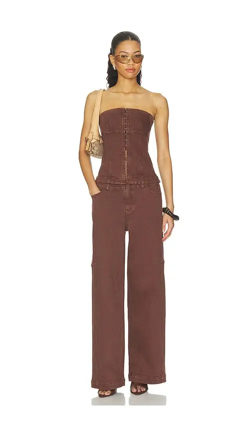 SOVERE / Dakota Denim Bodice Top In Brown