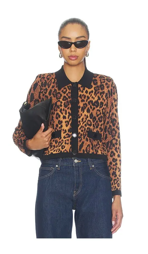 L'Agence Osiris Collared Cardigan In Brown