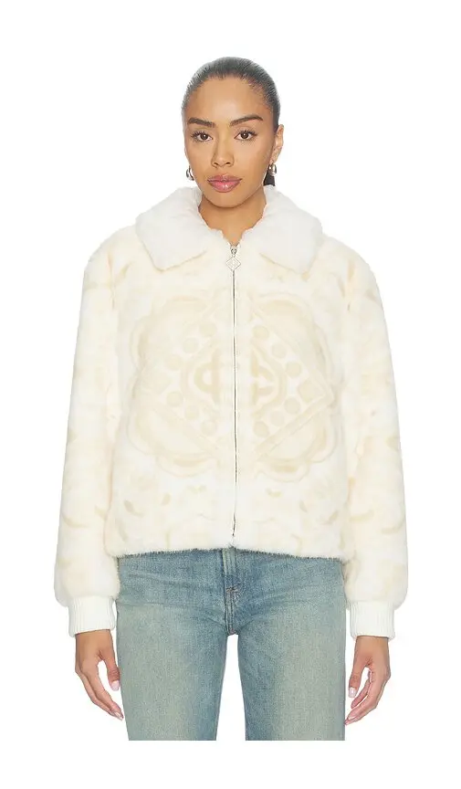 Casablanca Printed Faux Fur Jacket In Neutral