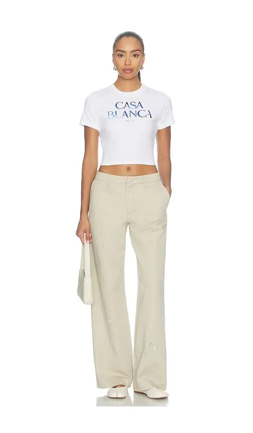 Casablanca Cropped Baby Tee In White