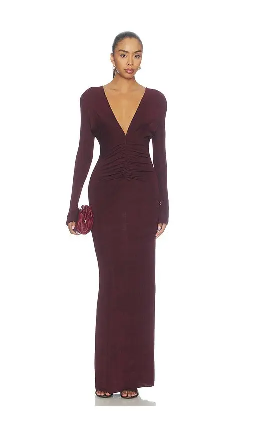 SEROYA Ebony Maxi Dress In Burgundy