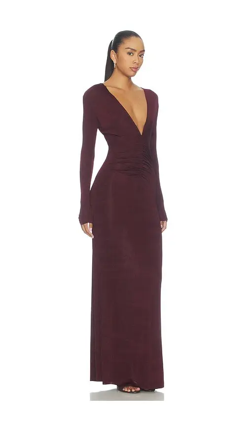 SEROYA Ebony Maxi Dress In Burgundy
