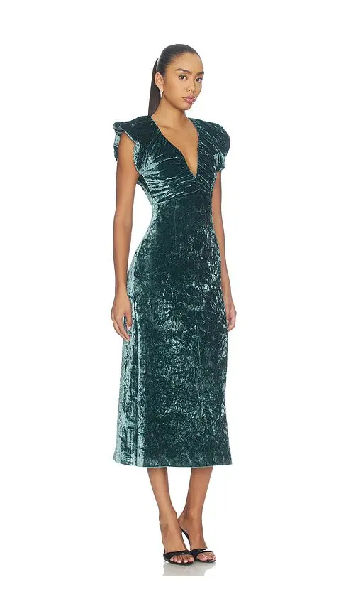 Ulla Johnson Astra V-neck Velvet Dress In Green