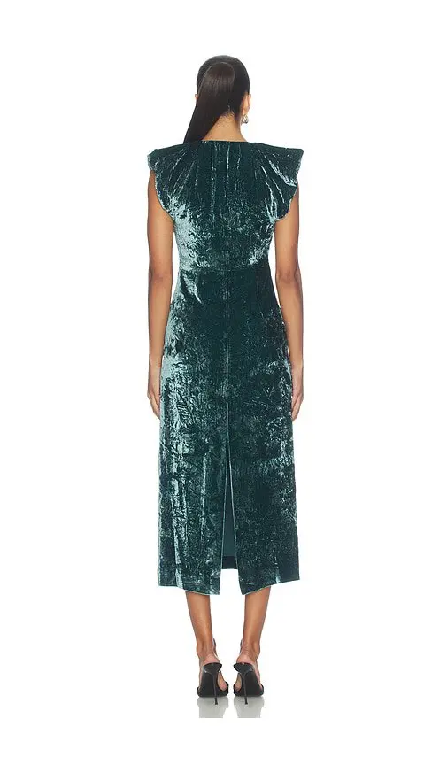 Ulla Johnson Astra V-neck Velvet Dress In Green