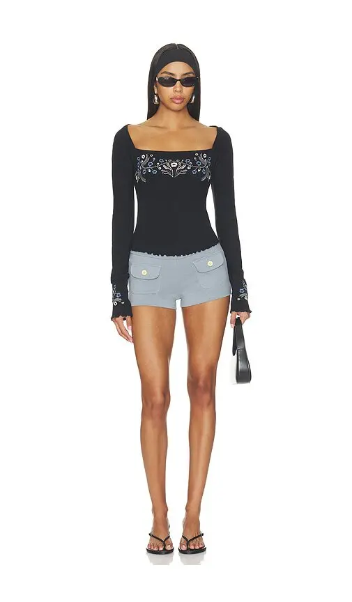Free People Olivia Long Sleeve Top In Black