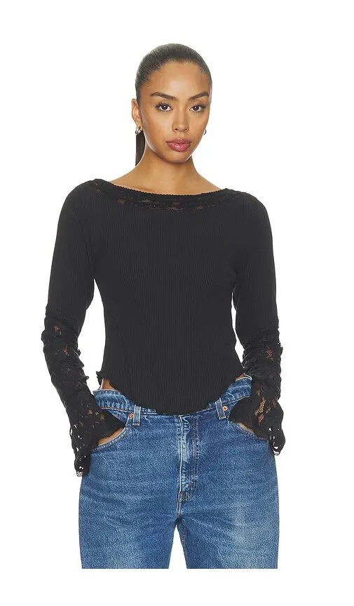 Free People Amber Lace Cuff Top