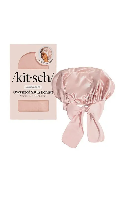 KITSCH Adjustable Oversized Satin Bonnet - Blush