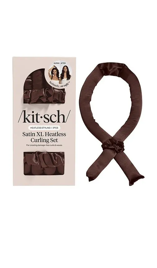 KITSCH Xl Satin Heatless Curling Set - Chocolate