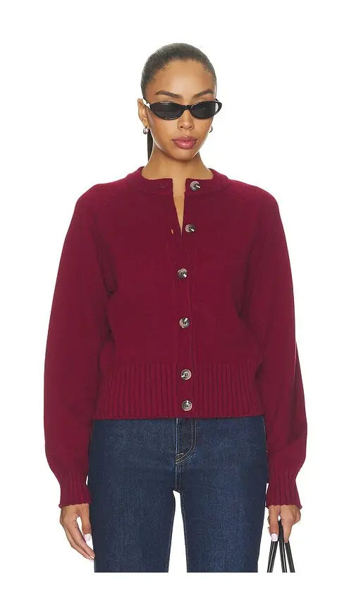 525 America Esme Raglan Cardigan In Burgundy