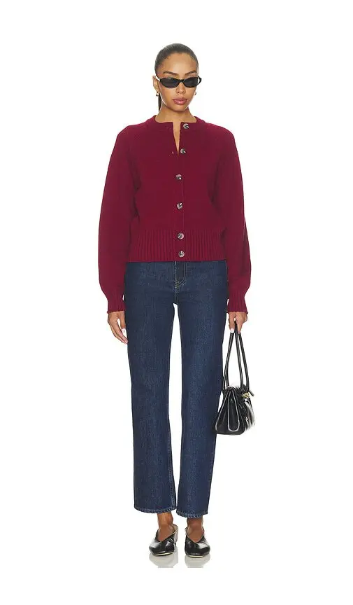 525 America Esme Raglan Cardigan In Burgundy