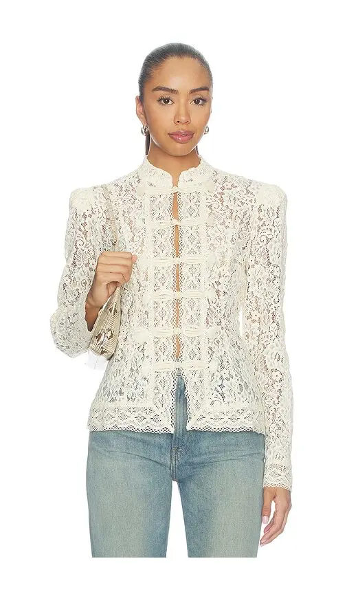 Steve Madden Lace Aberdeen Top In Cream - Creme
