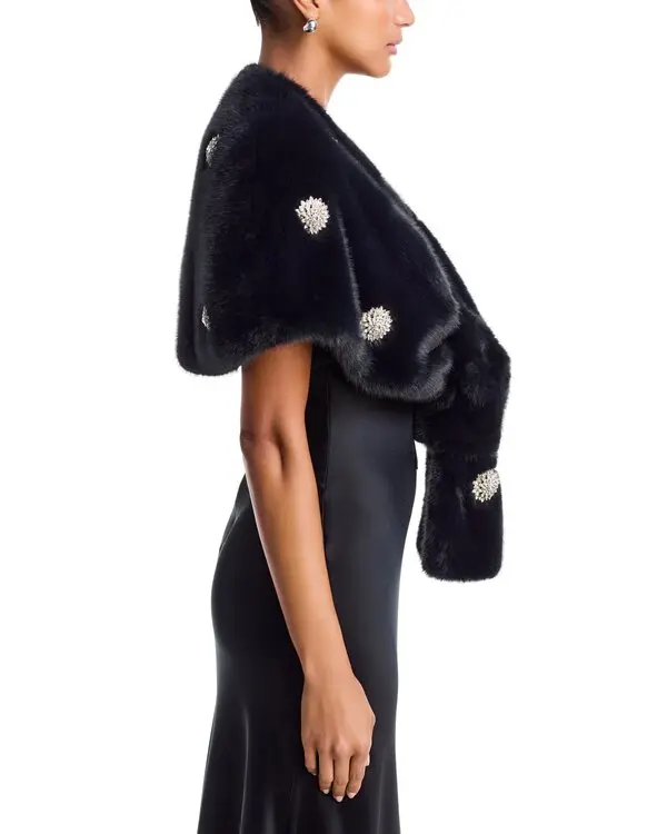 Cinq À Sept Rhinestone Dahlia Gianella Faux Fur Stole