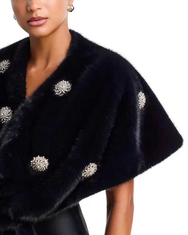 Cinq À Sept Rhinestone Dahlia Gianella Faux Fur Stole