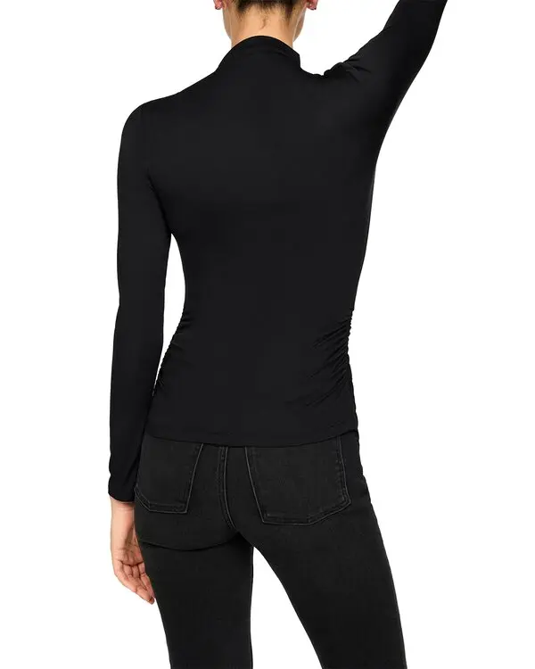 Spanx Smooth Jersey Mock Neck Long Sleeve Ruched Top