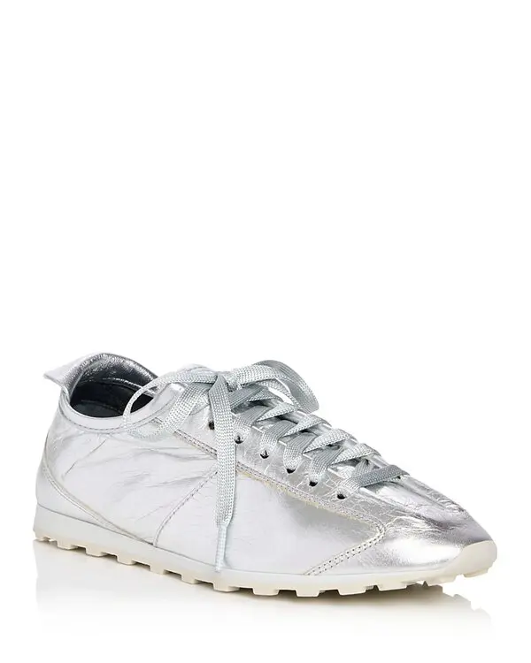Jacquemus The Tennis Metallic Leather Sneakers - Silver
