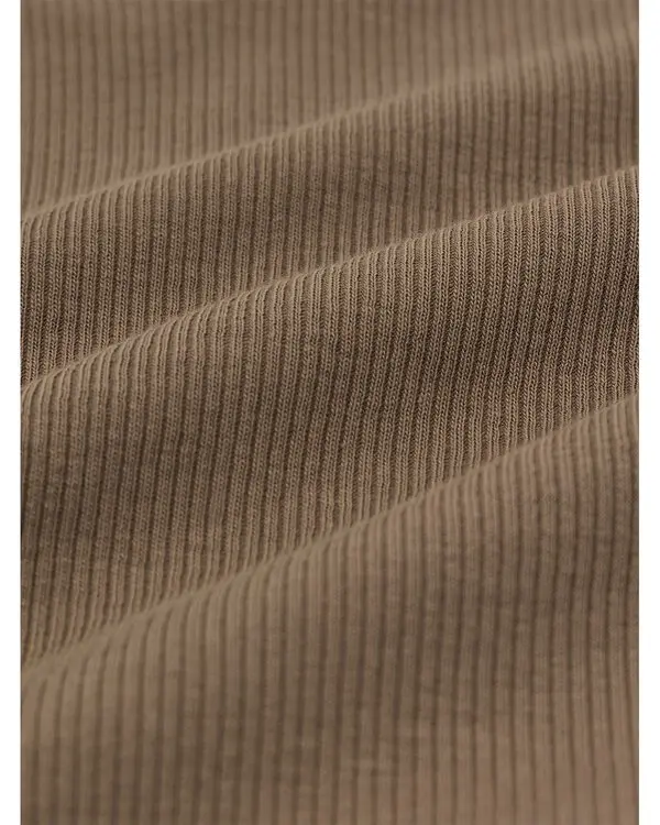 REISS Addison Cotton Stretch High V Neck Ribbed Tee