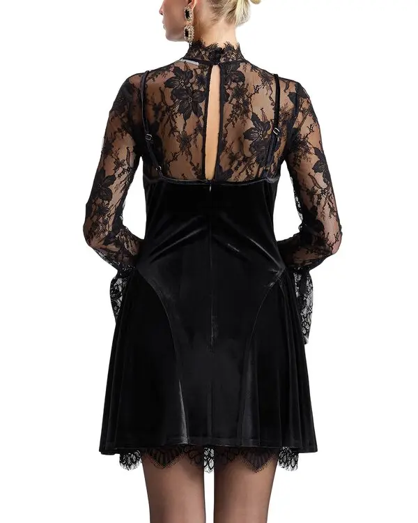 Avec Les Filles Twofer Lace Combo Mini Dress