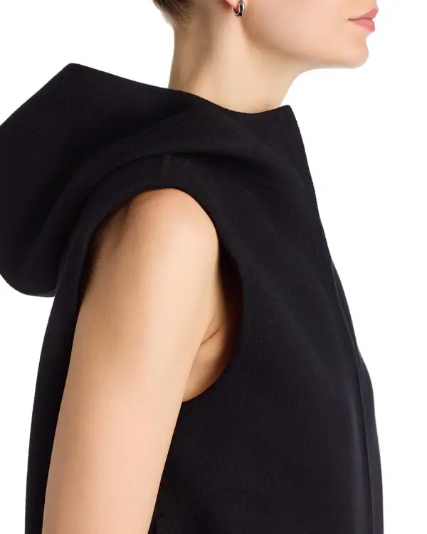 Theory Wool Blend High Collar Zipper Vest - Black