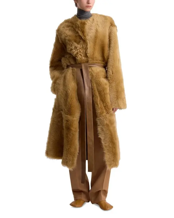 FFORME Demi Reversible Shearling Belted Coat