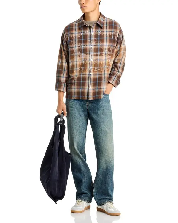 PACSUN Joe Loose Plaid Logo Flannel Shirt
